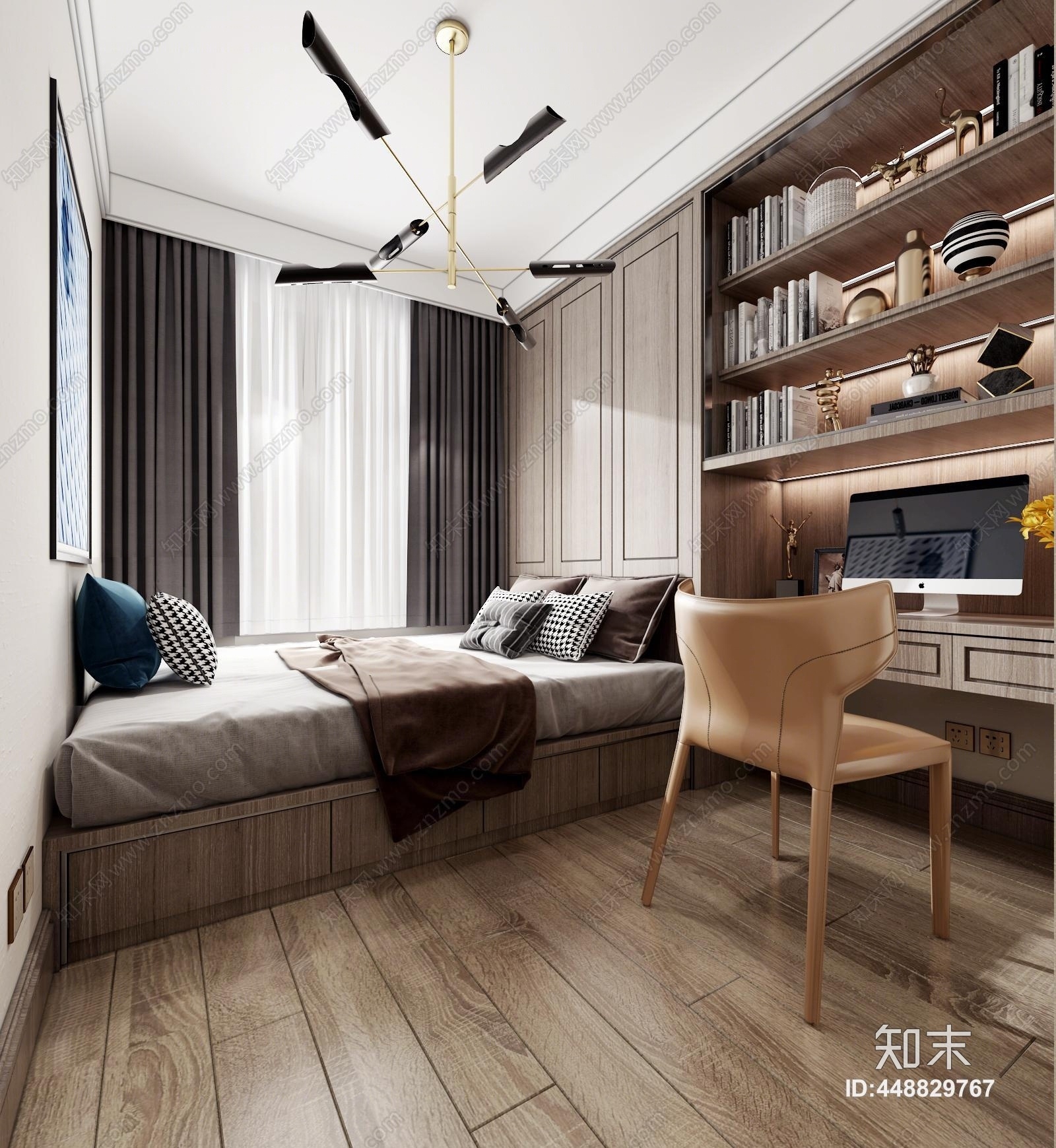 现代卧室榻榻米3D模型下载【ID:448829767】_知末3d模型网
