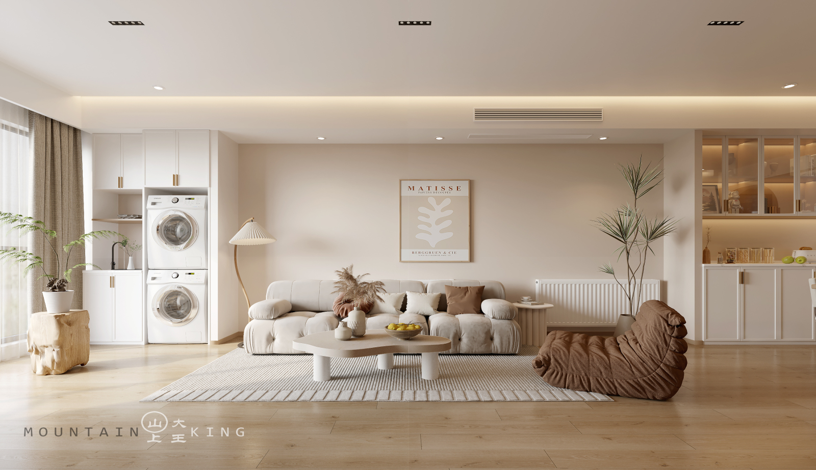 现代原木风大平层设计3D模型下载【ID:1125737740】_【知末效果图】