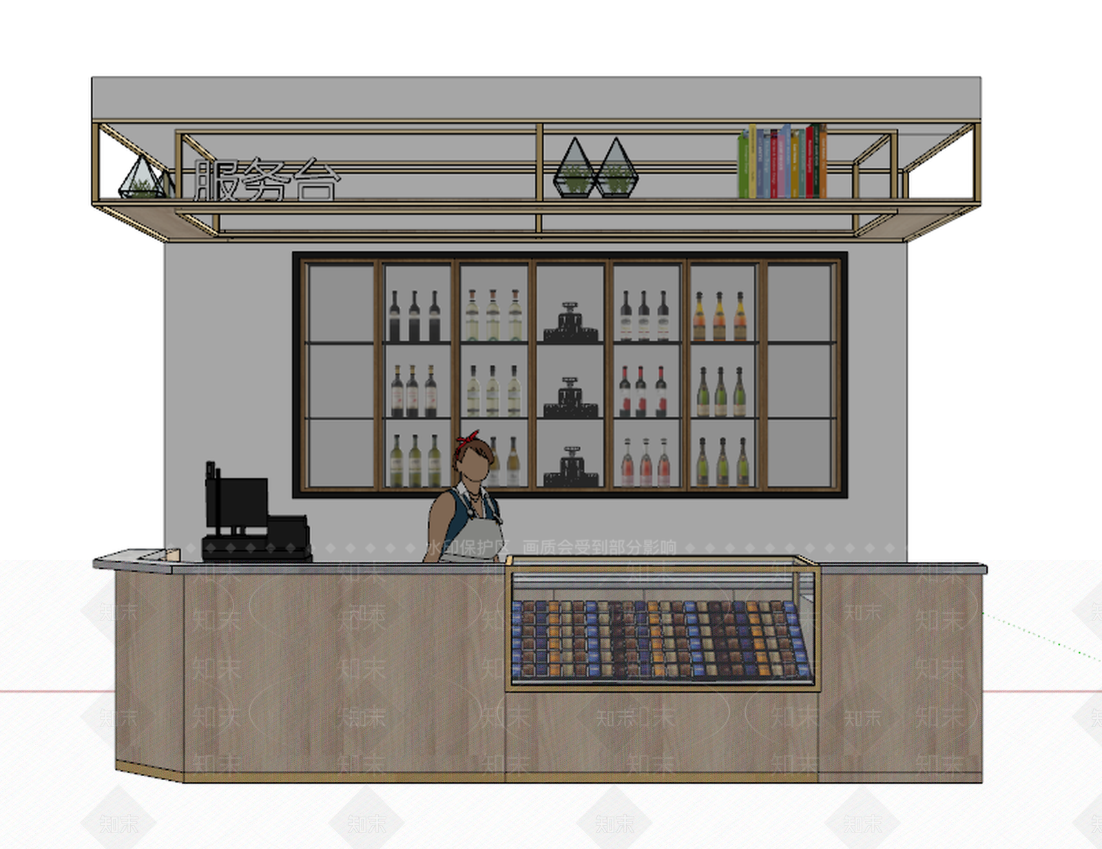 前台收银台服务台展台商场大厅接待台SU模型下载【ID:136015287】_知末su模型网