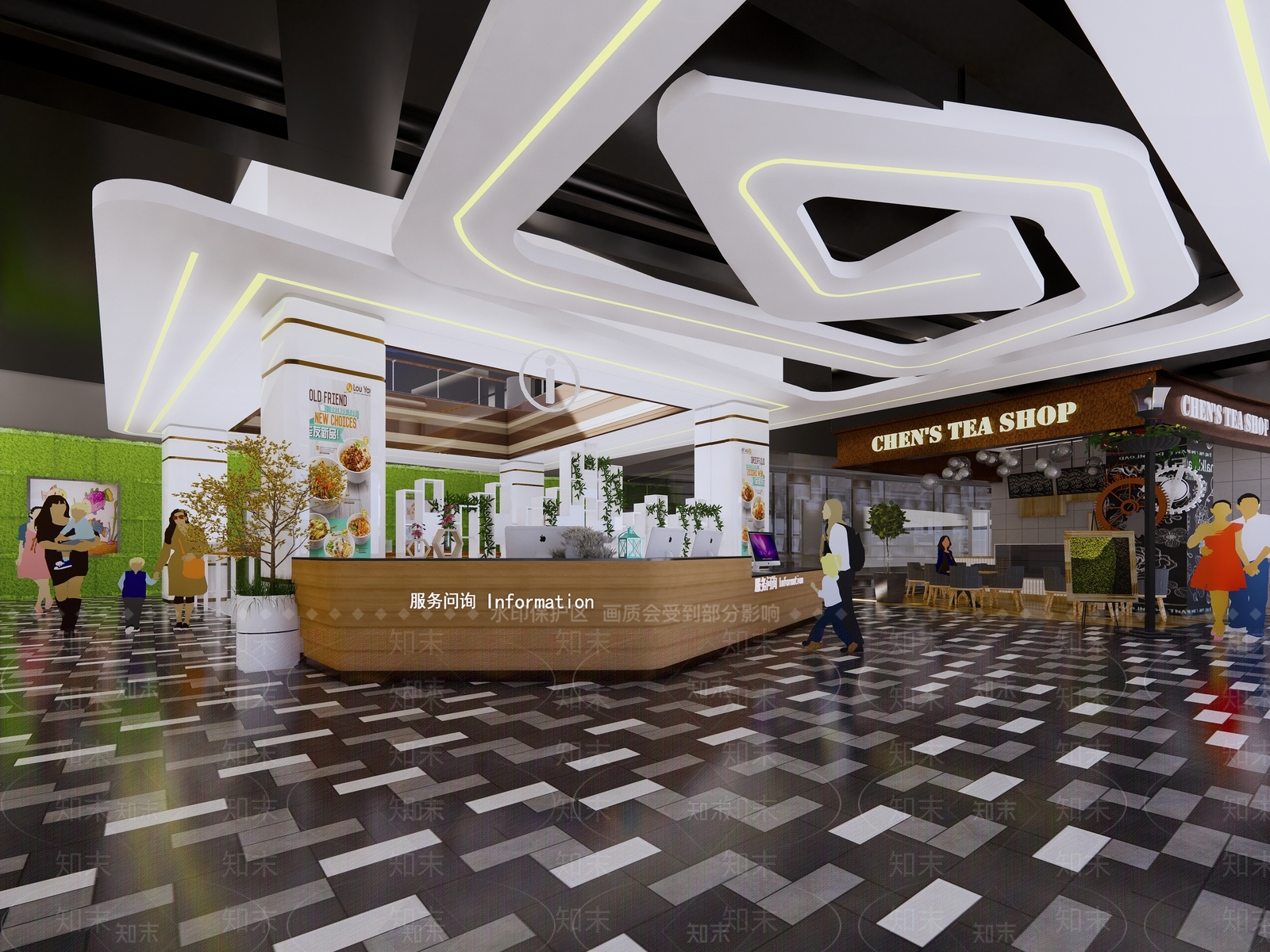 现代商场服务台服务区SU模型下载【ID:336068868】_知末su模型网