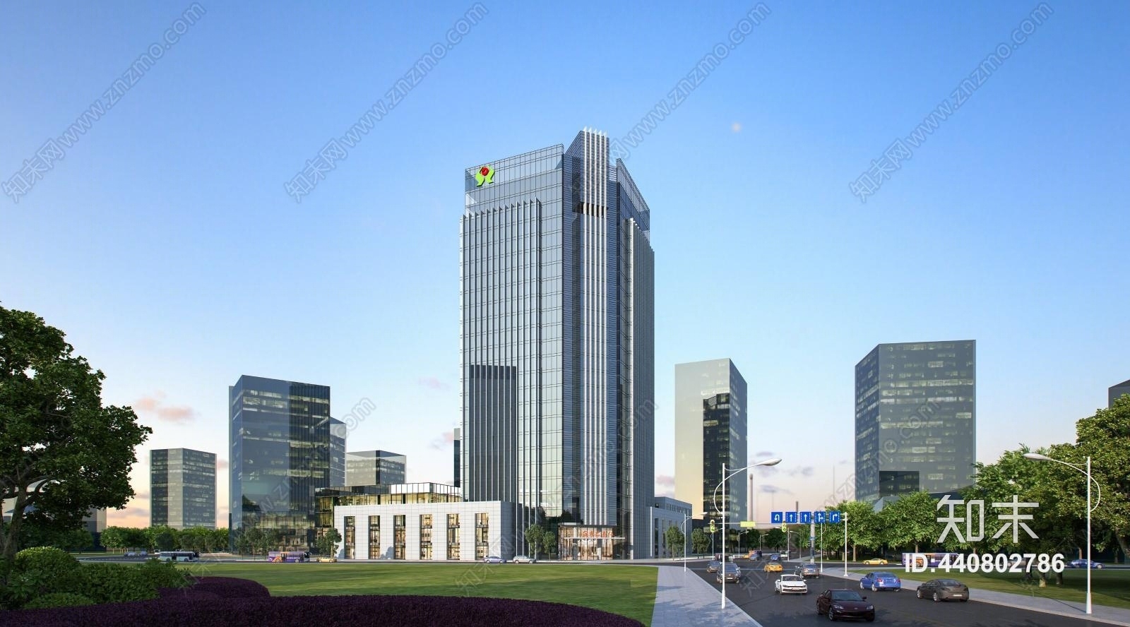 现代高层公建办公楼3d模型下载【id440802786】知末3d模型网