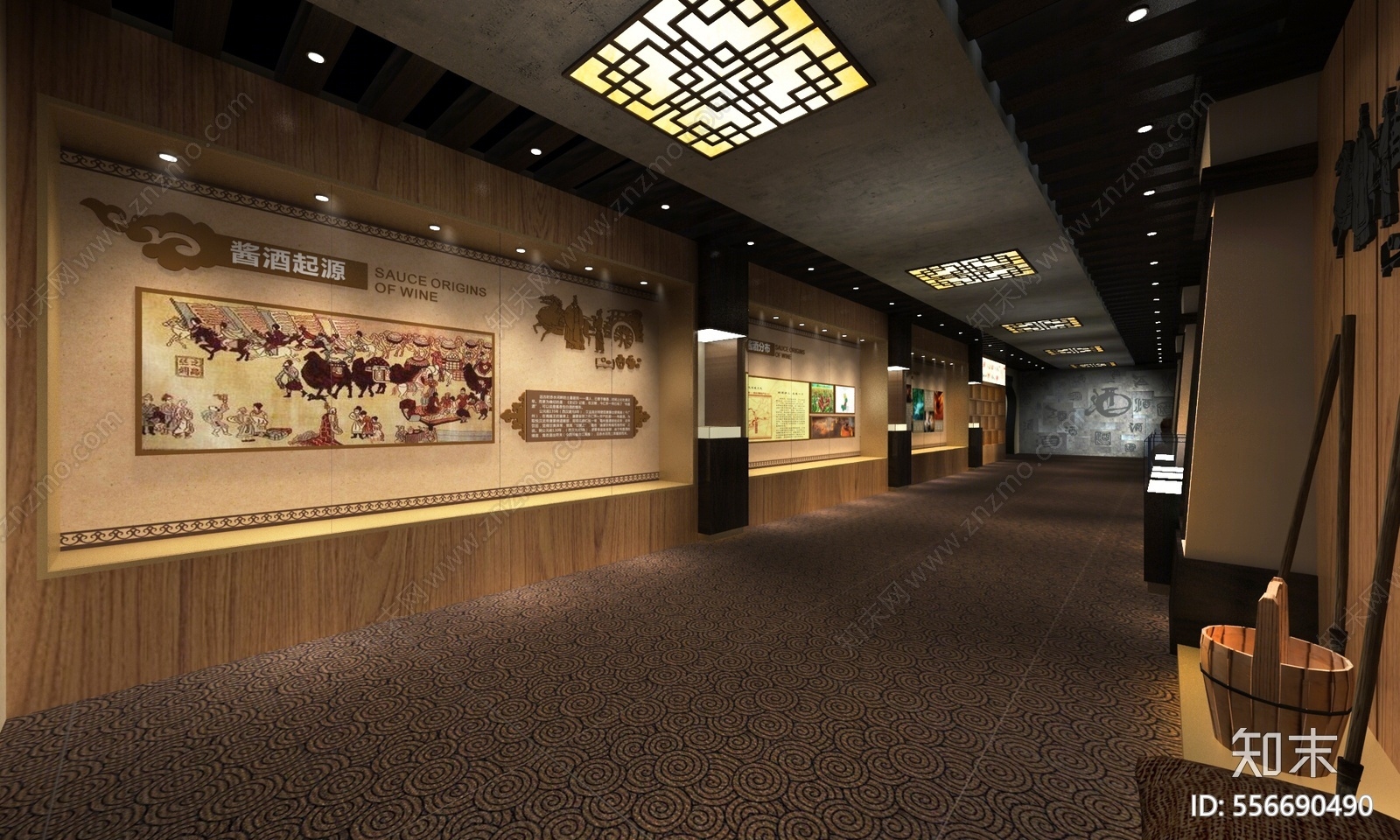 现代酒文化长廊展厅3d模型下载【id556690490】知末3d模型网