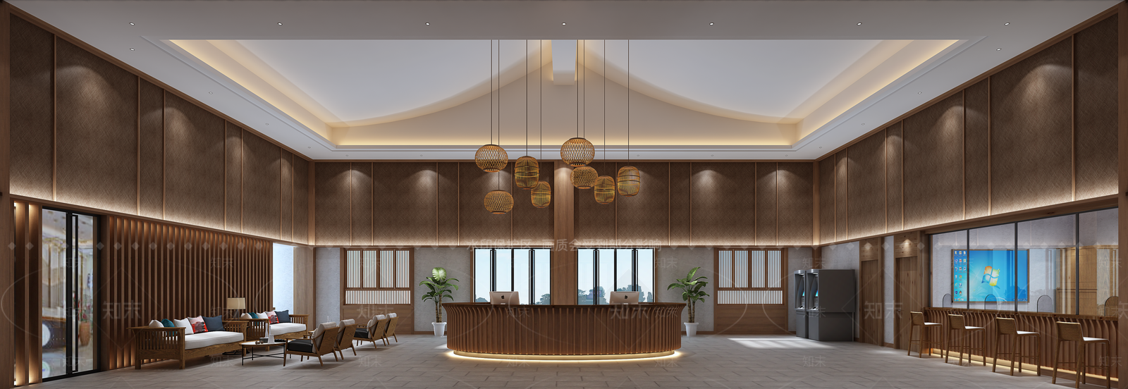 新中式车站接待厅3D模型下载【ID:963402408】_知末3d模型网