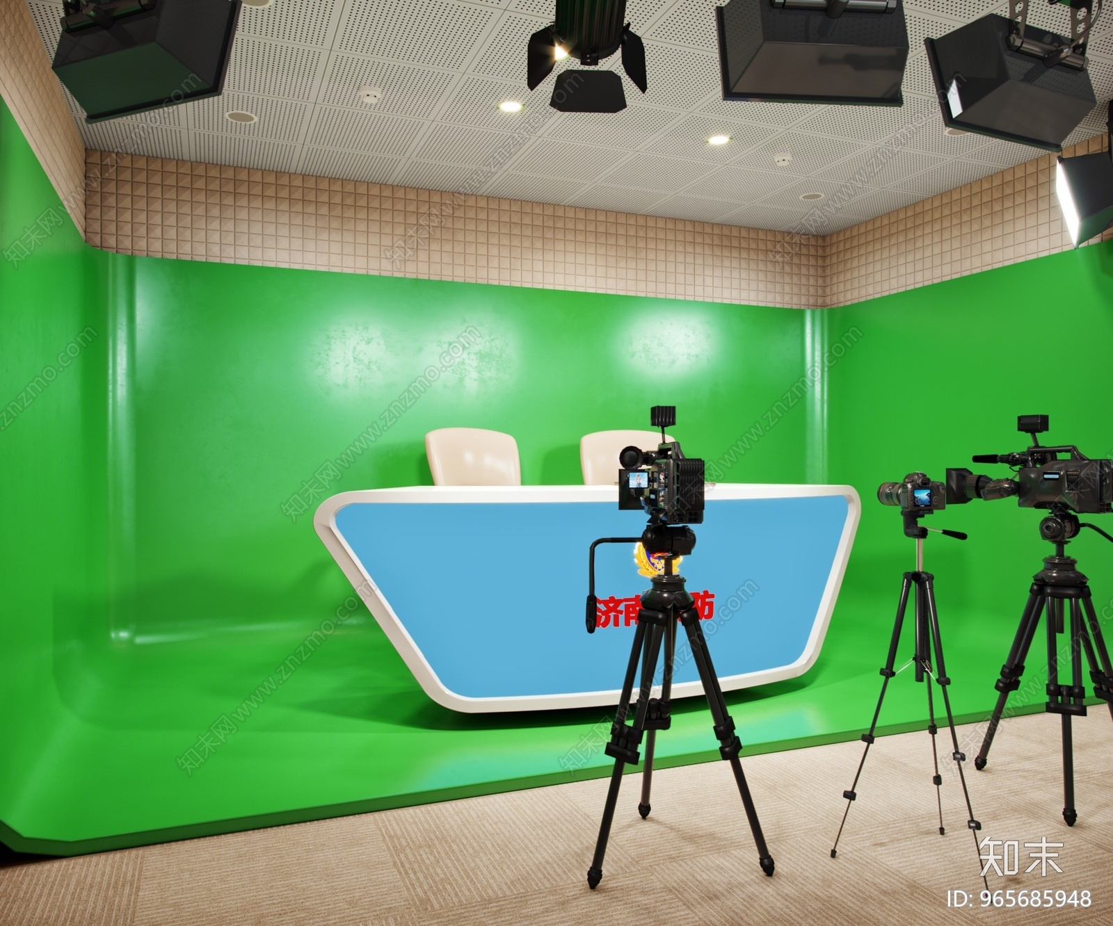 现代演播室3d模型下载【id965685948】知末3d模型网