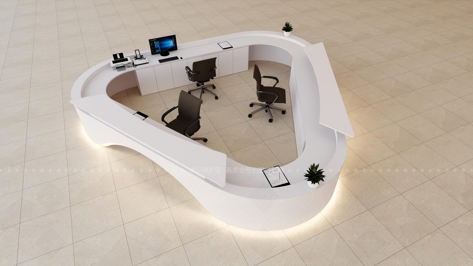 现代风格商场服务台SU模型下载【ID:167812230】_知末su模型网