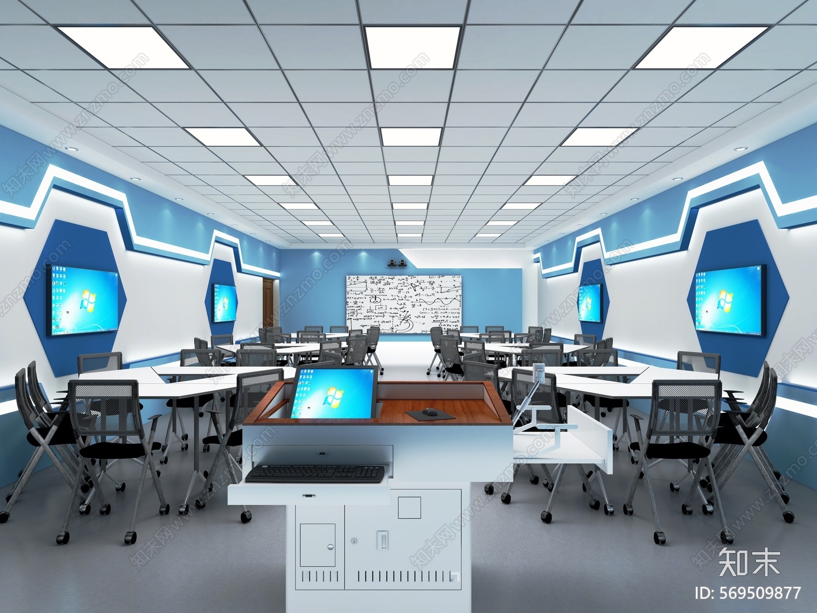 现代科技教室3d模型下载【id569509877】知末3d模型网