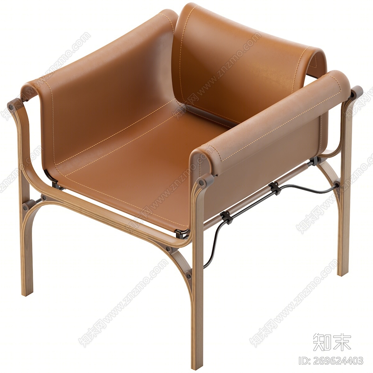 现代皮革休闲椅3d模型下载【id269624403】知末3d模型网