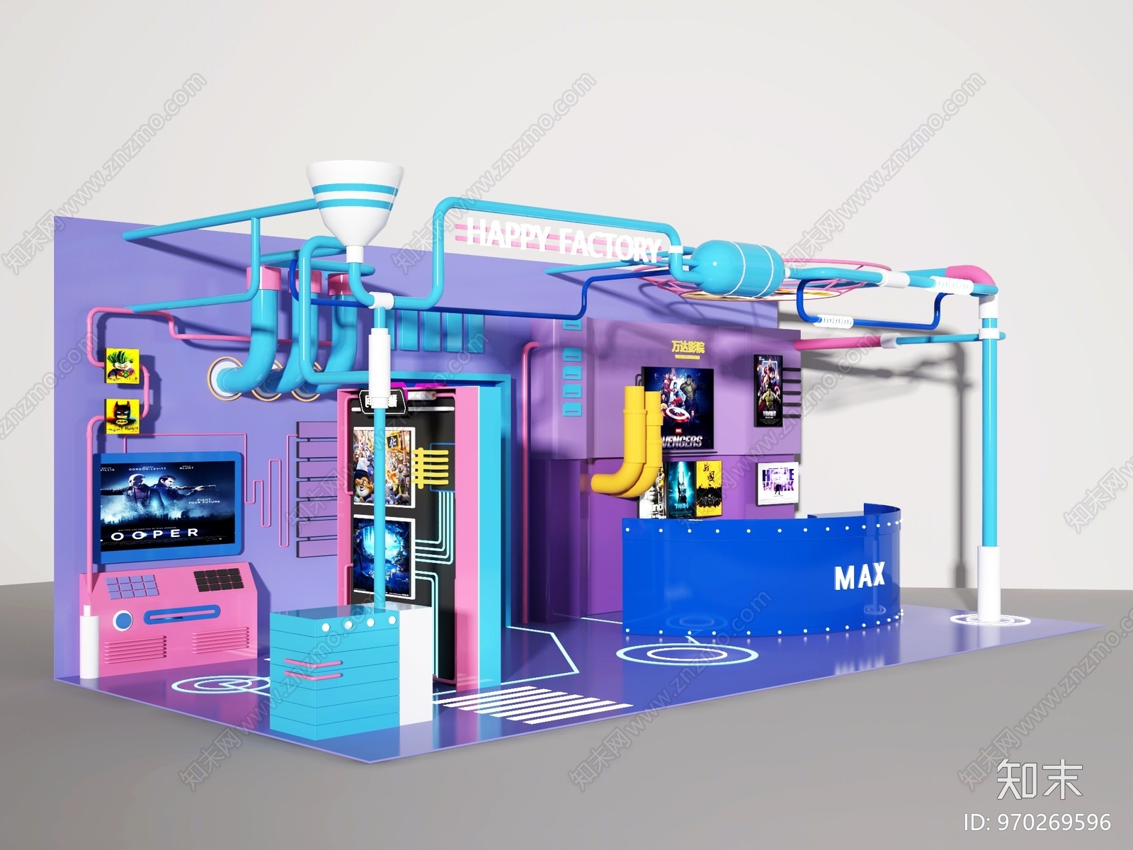 工业风美陈3d模型下载【id970269596】知末3d模型网
