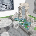 新中式庭院景观SU模型下载【ID:578583955】_知末su模型网