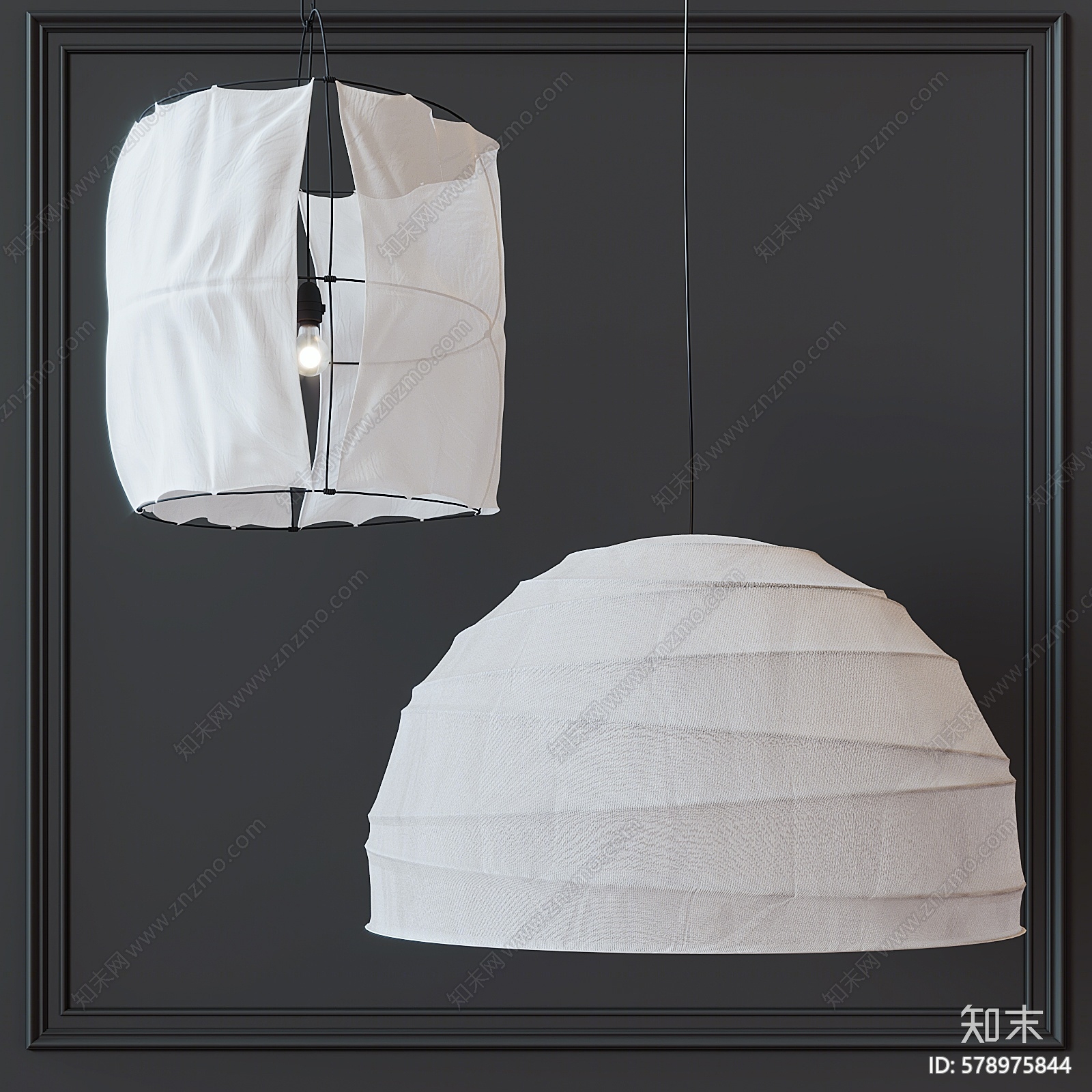 日式灯笼吊灯3d模型下载【id578975844】知末3d模型网