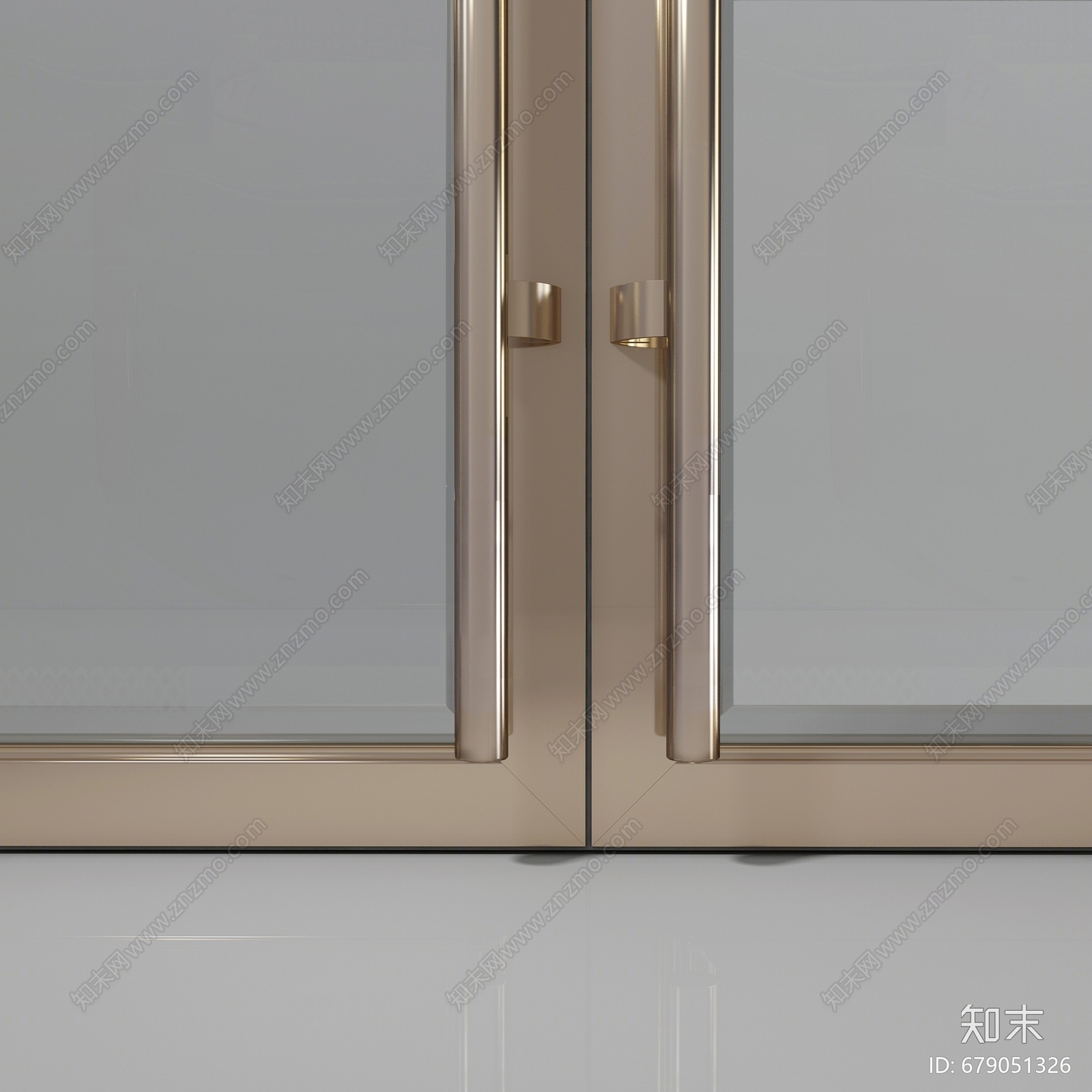 现代金属玻璃双开门3d模型下载【id679051326】知末3d模型网