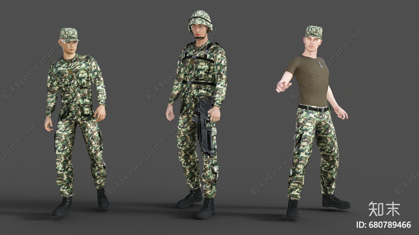 现代特种兵人物3d模型下载【id680789466】知末3d模型网