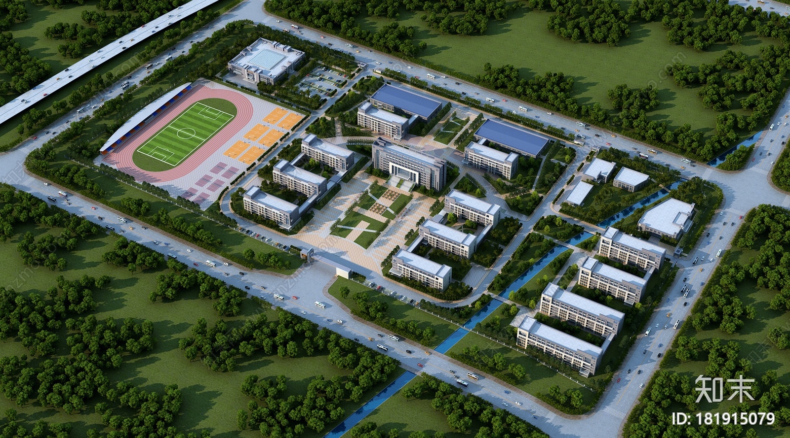 现代学校3d模型下载【id181915079】知末3d模型网