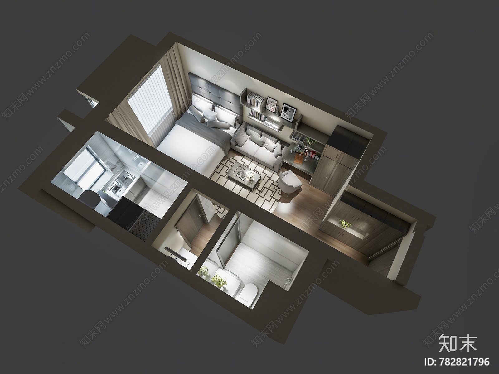 现代样板房鸟瞰图3d模型下载【id782821796】知末3d模型网