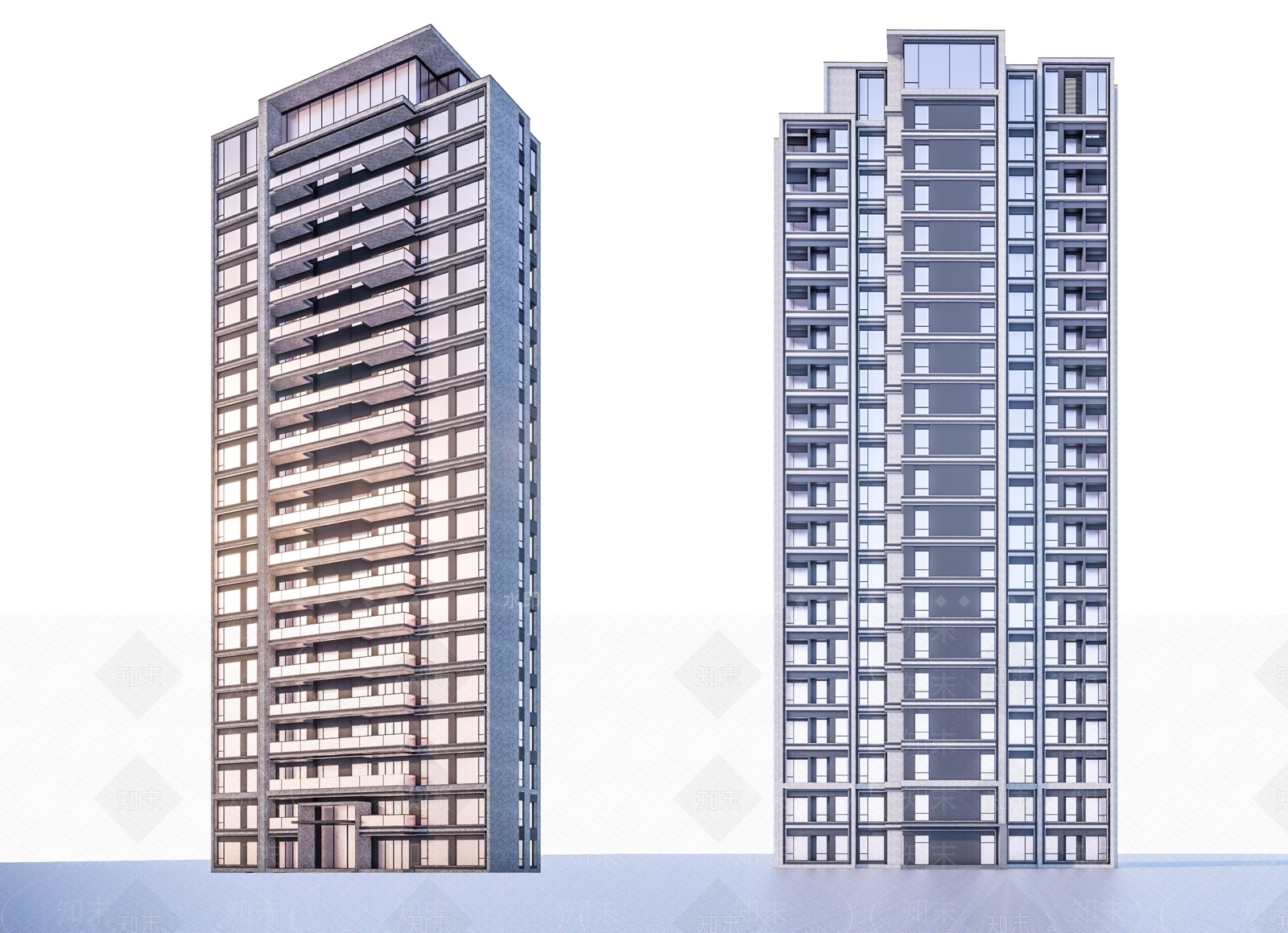 现代高层住宅外观SU模型下载【ID:286439704】_知末su模型网