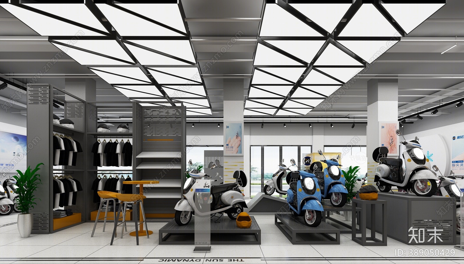 现代电动车专卖店3d模型下载【id389050429】知末3d模型网