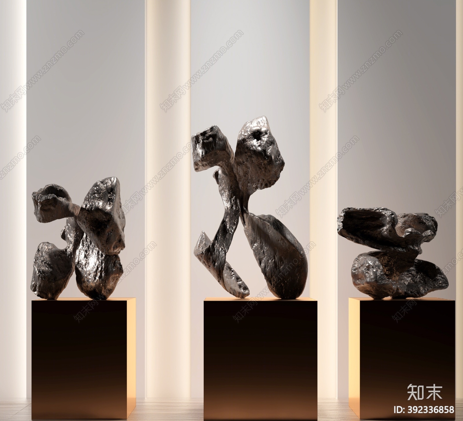 新中式石头雕塑摆件3d模型下载【id392336858】知末3d模型网