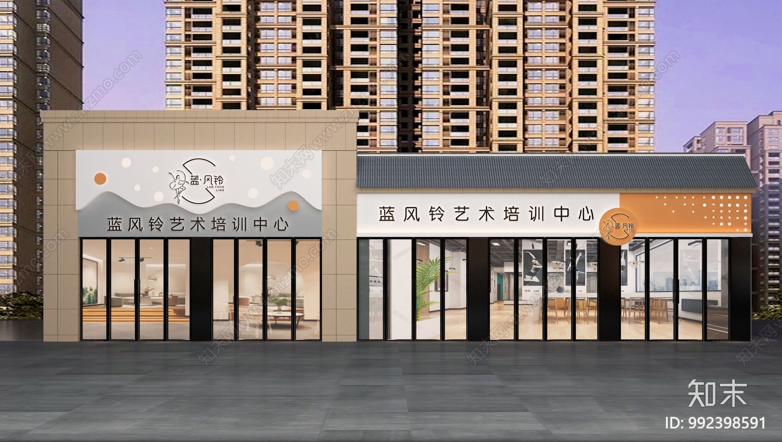 现代培训机构门头门面3d模型下载【id992398591】知末3d模型网