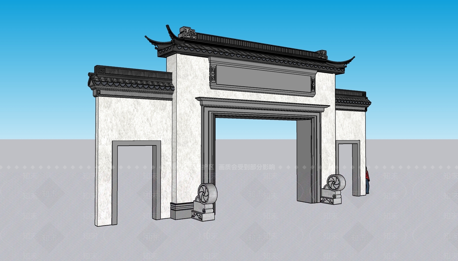 中式徽派大门SU模型下载【ID:793728059】_知末su模型网