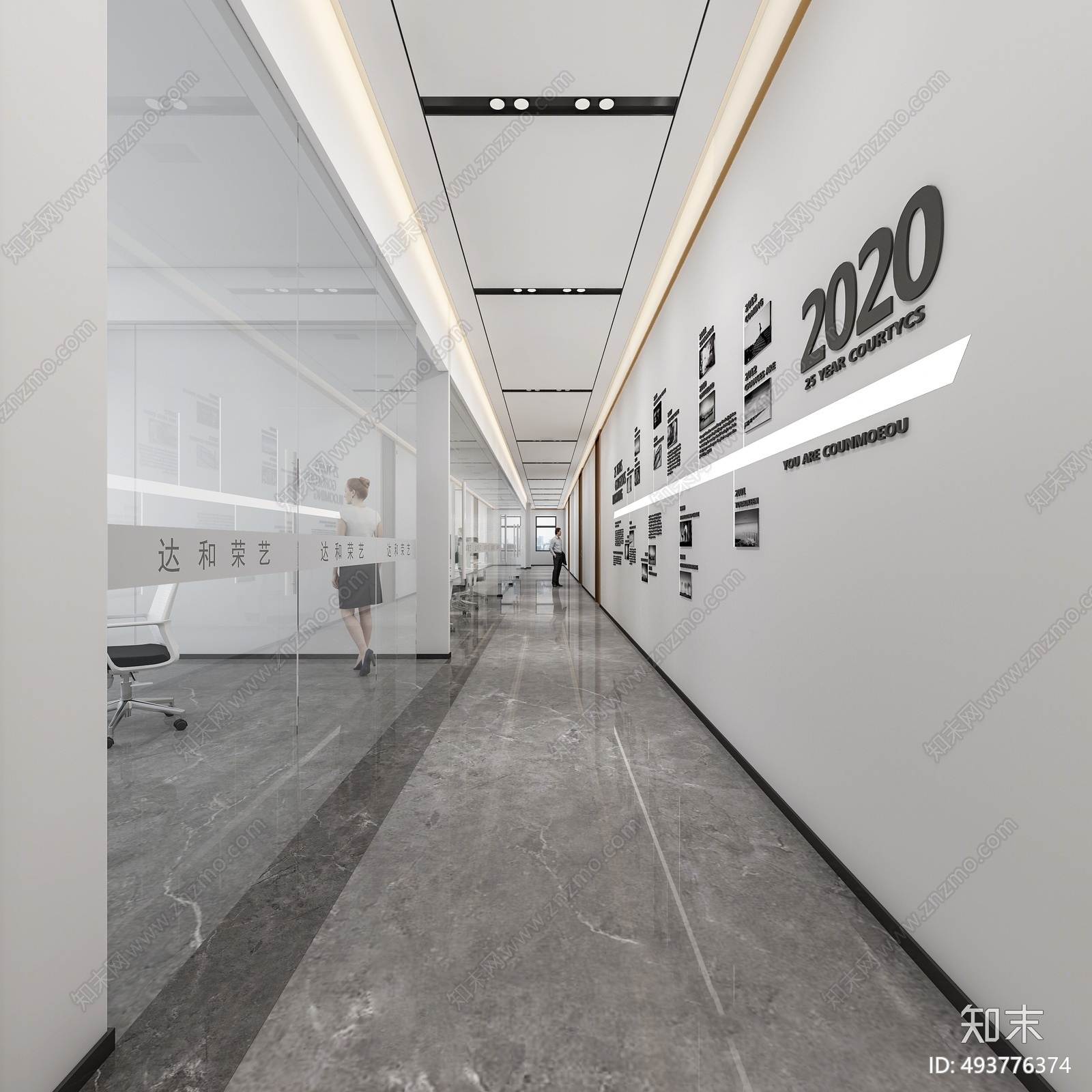 现代办公室过道3d模型下载【id493776374】知末3d模型网