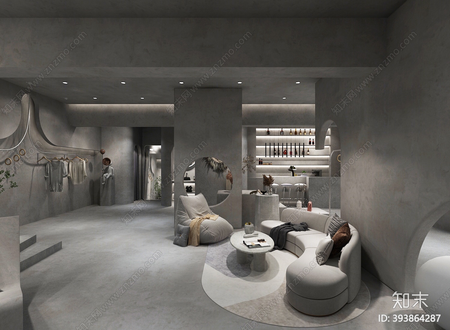 侘寂服装鞋店3d模型下载【id393864287】知末3d模型网