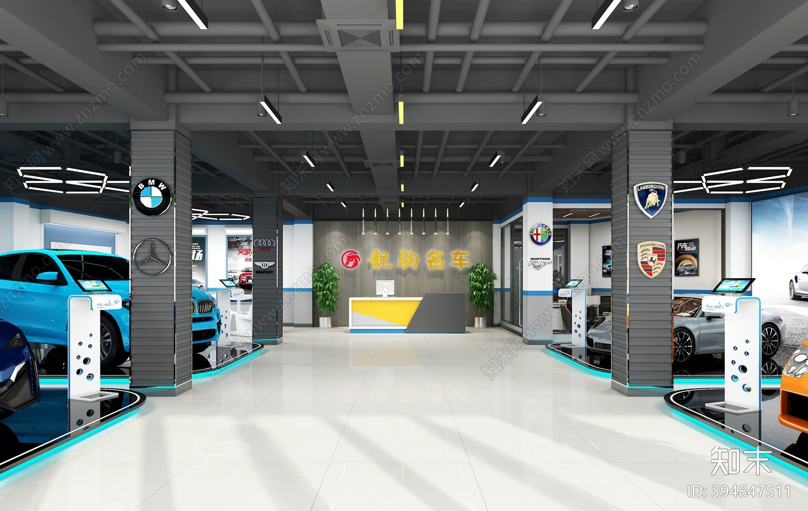 现代车展厅3d模型下载【id394847511】知末3d模型网