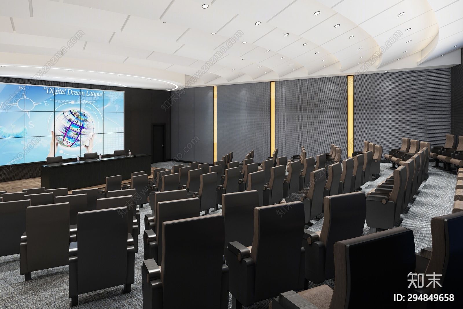现代多功能厅报告厅3d模型下载【id294849658】知末3d模型网