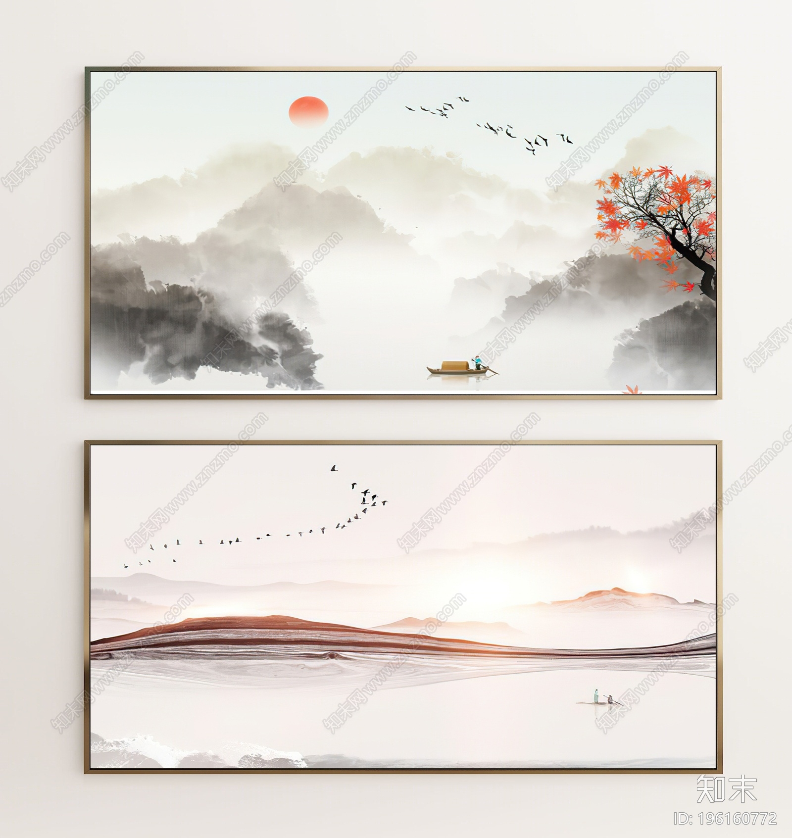 新中式风格挂画3d模型下载【id196160772】知末3d模型网