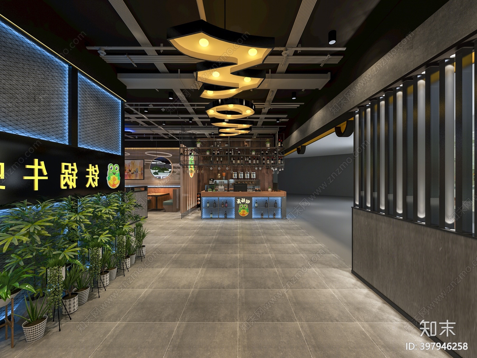工业风火锅店3d模型下载【id397946258】知末3d模型网