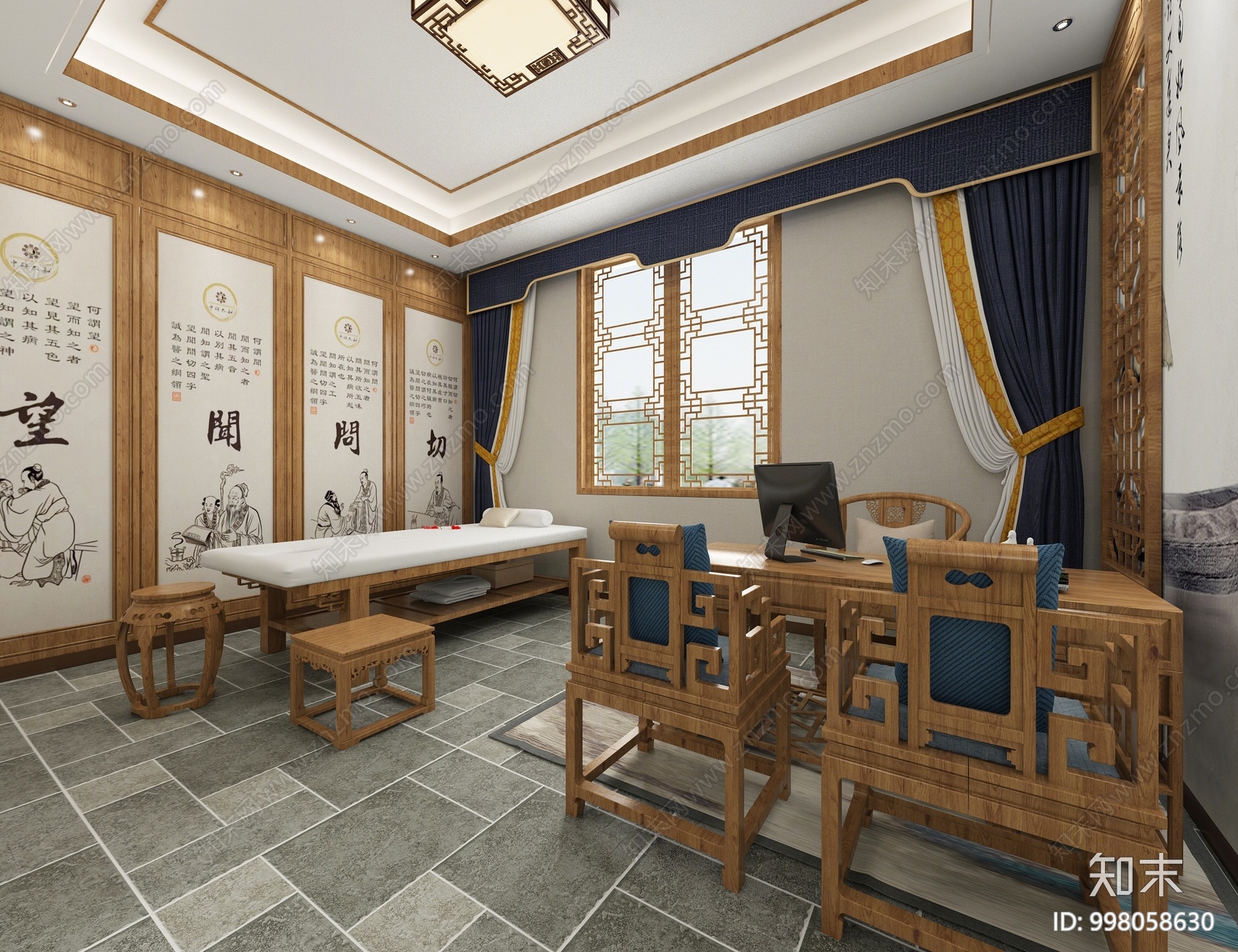 中式针灸室3d模型下载【id998058630】知末3d模型网