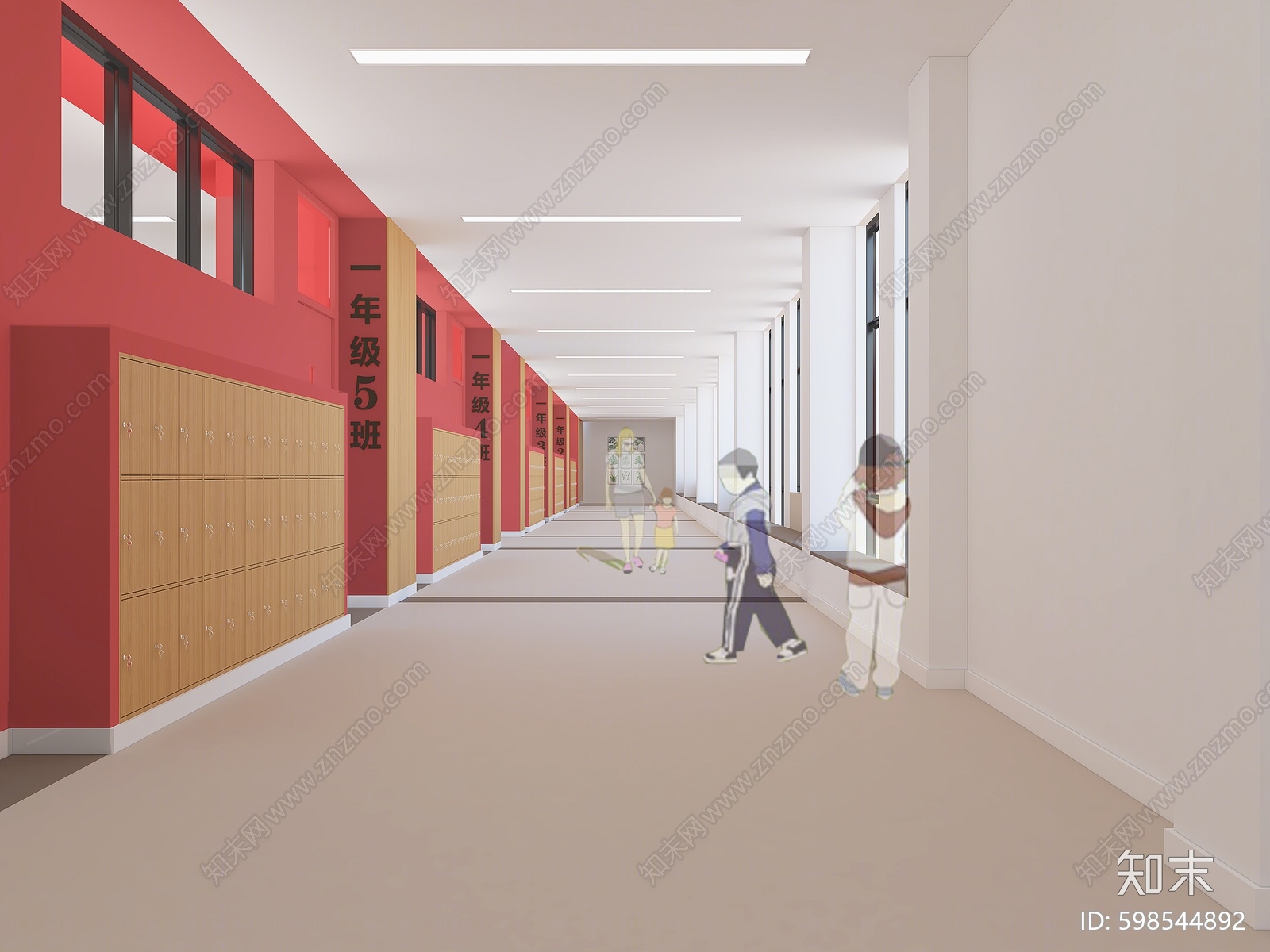现代学校走廊3d模型下载【id598544892】知末3d模型网