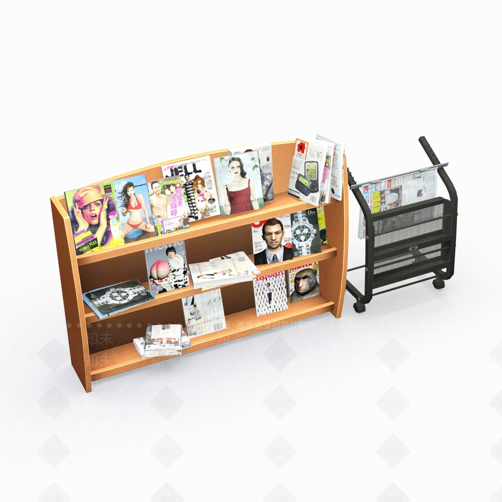 现代杂志架_杂志书本_书籍_饰品摆件_置物架_书报架_展示架3d模型下载 ID:1100257270_【知末网】