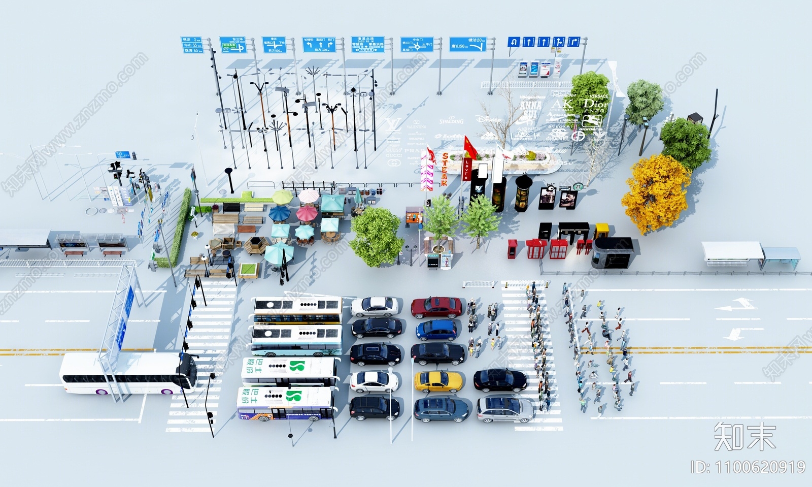 现代道路设施3d模型下载【id1100620919】知末3d模型网