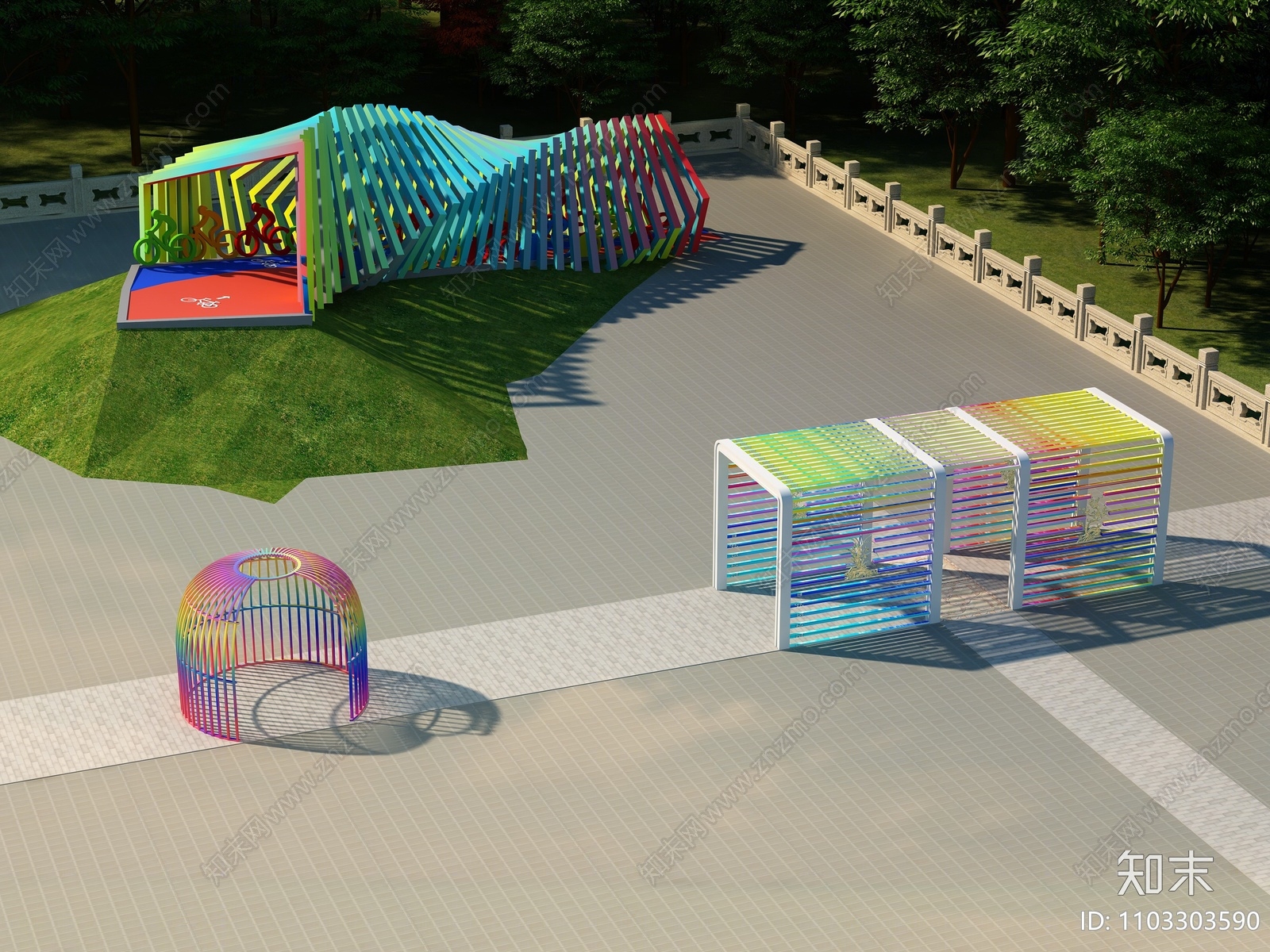 现代廊架3d模型下载【id1103303590】知末3d模型网