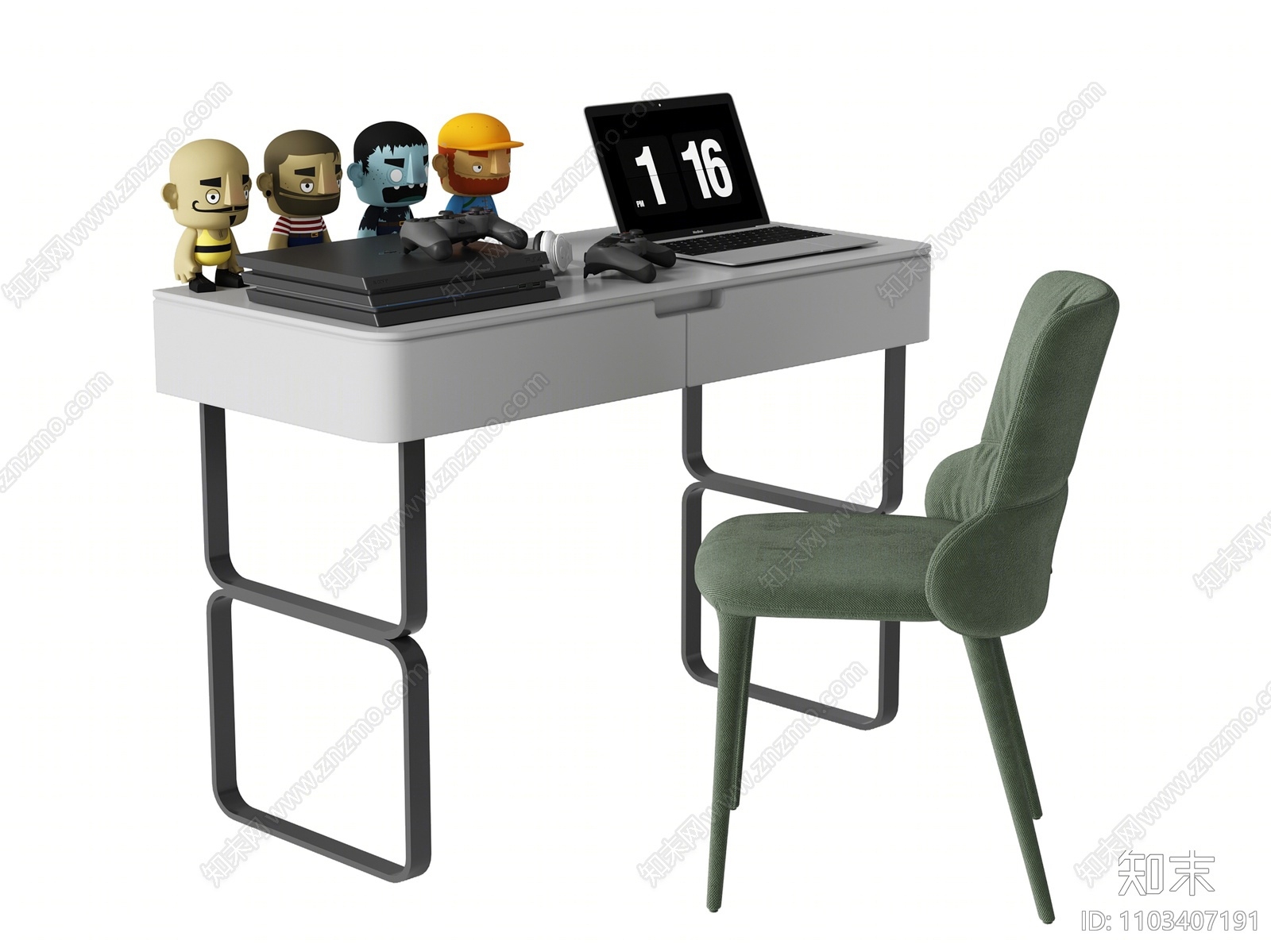 现代儿童书桌椅组合3d模型下载【id1103407191】知末3d模型网