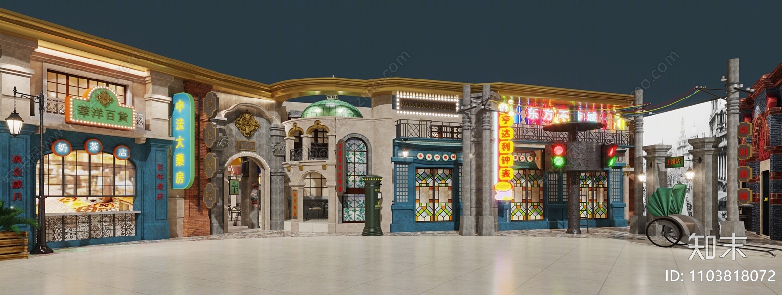 现代复古门头门面3d模型下载【id1103818072】知末3d模型网