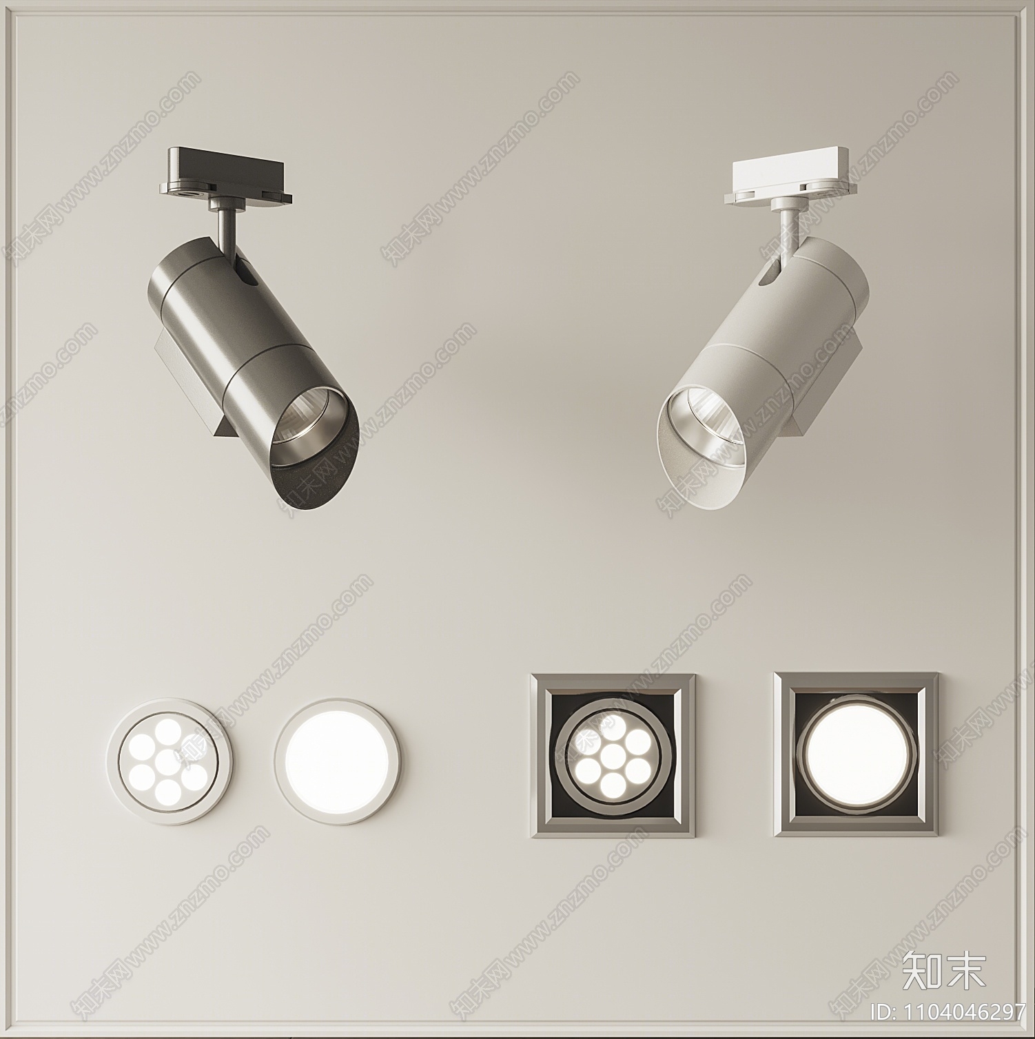 现代筒灯射灯3d模型下载【id1104046297】知末3d模型网