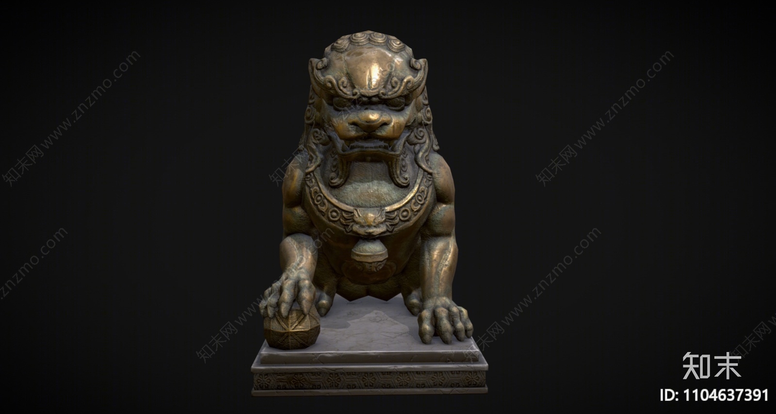 中式雕塑摆件3d模型下载【id1104637391】知末3d模型网