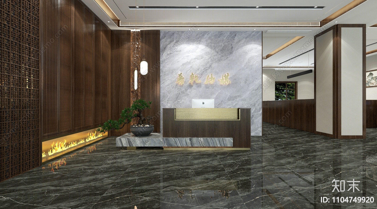 新中式前台3d模型下载【id1104749920】知末3d模型网