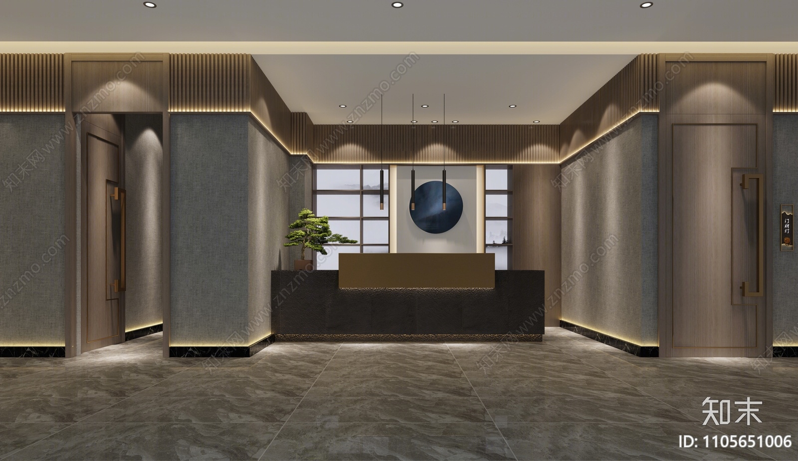 新中式前台3d模型下载【id1105651006】知末3d模型网