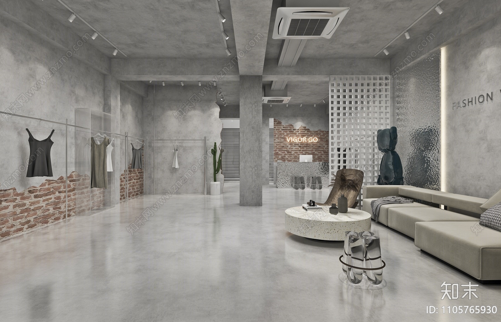工业风服装鞋店3d模型下载【id1105765930】知末3d模型网