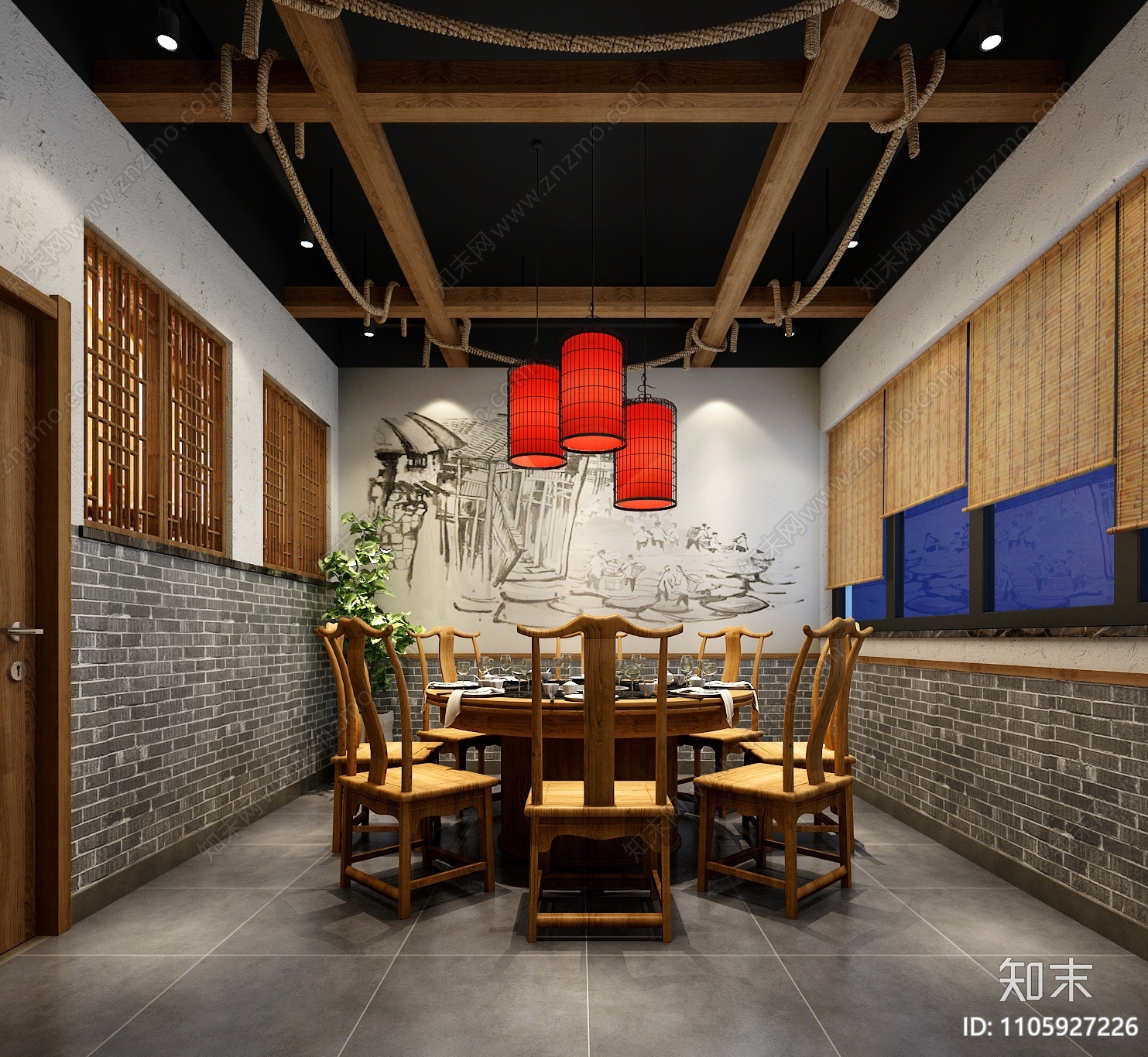 中式火锅店包厢3d模型下载【id1105927226】知末3d模型网