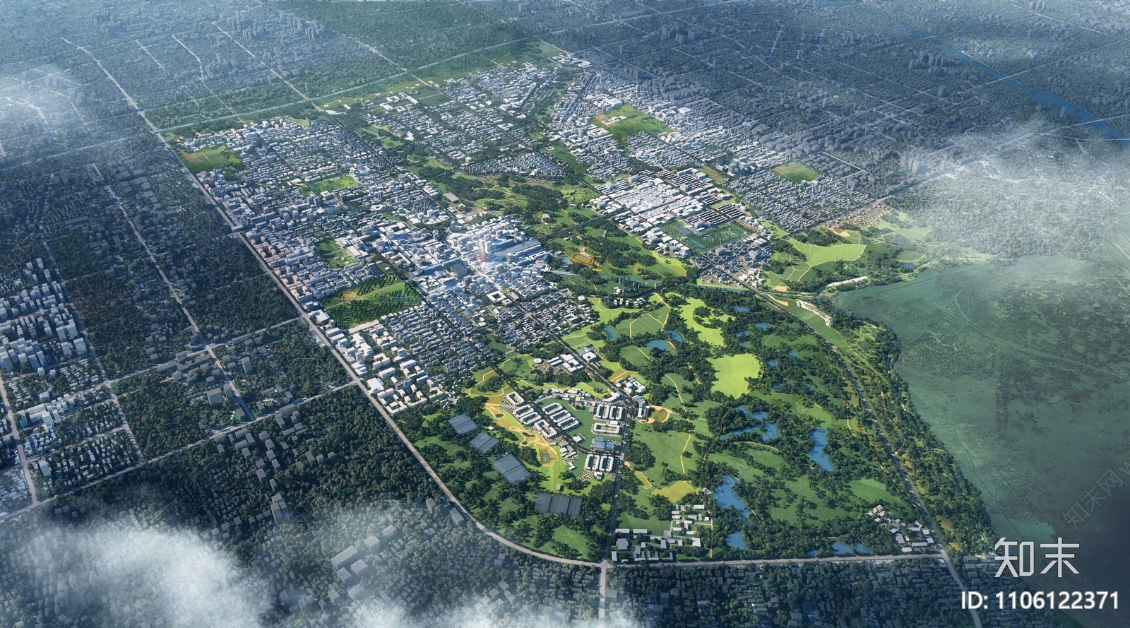 现代城市鸟瞰规划3d模型下载【id1106122371】知末3d模型网