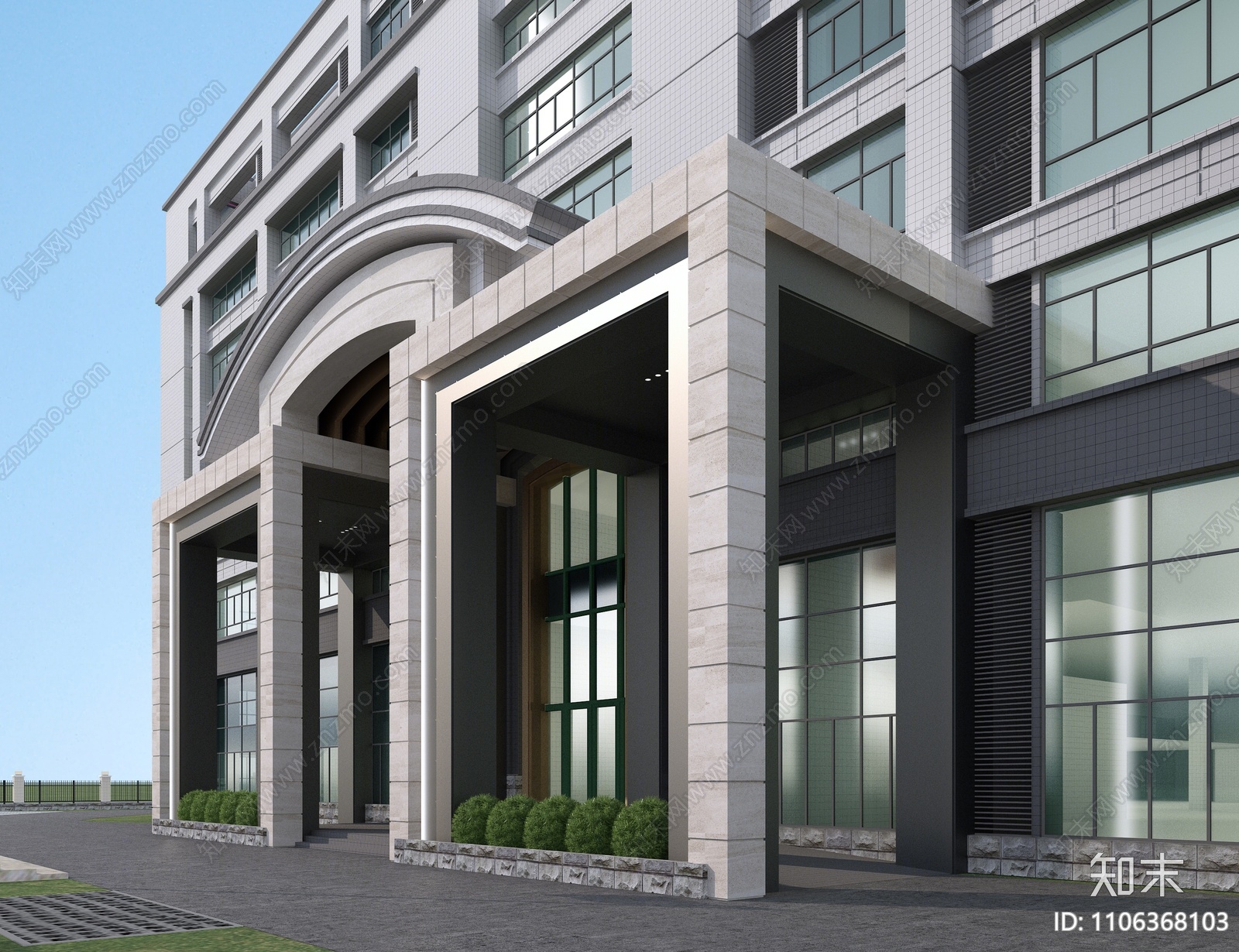现代公司门头门面3d模型下载【id1106368103】知末3d模型网