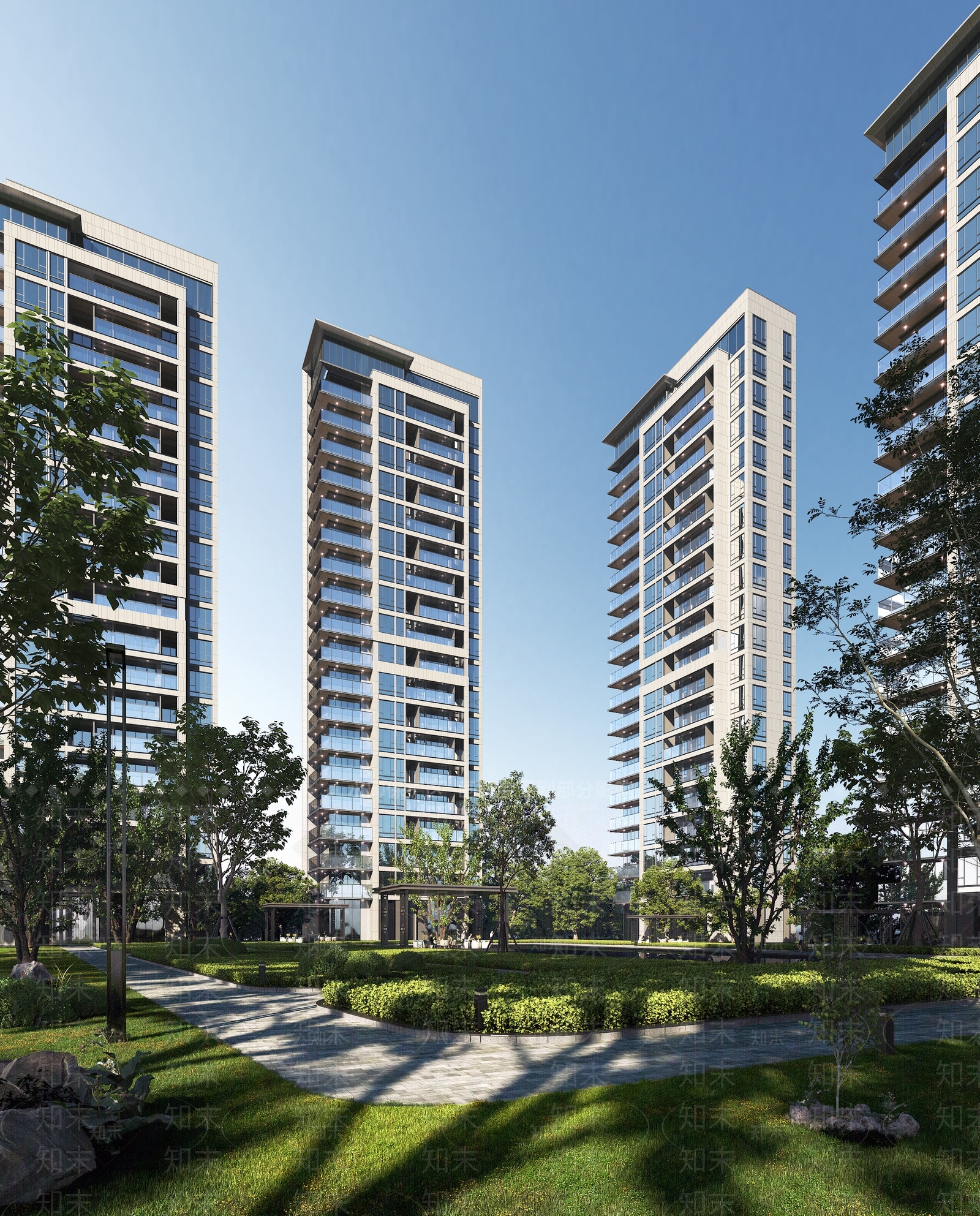 现代高层住宅外观3D模型下载【ID:1106570680】_知末3d模型网