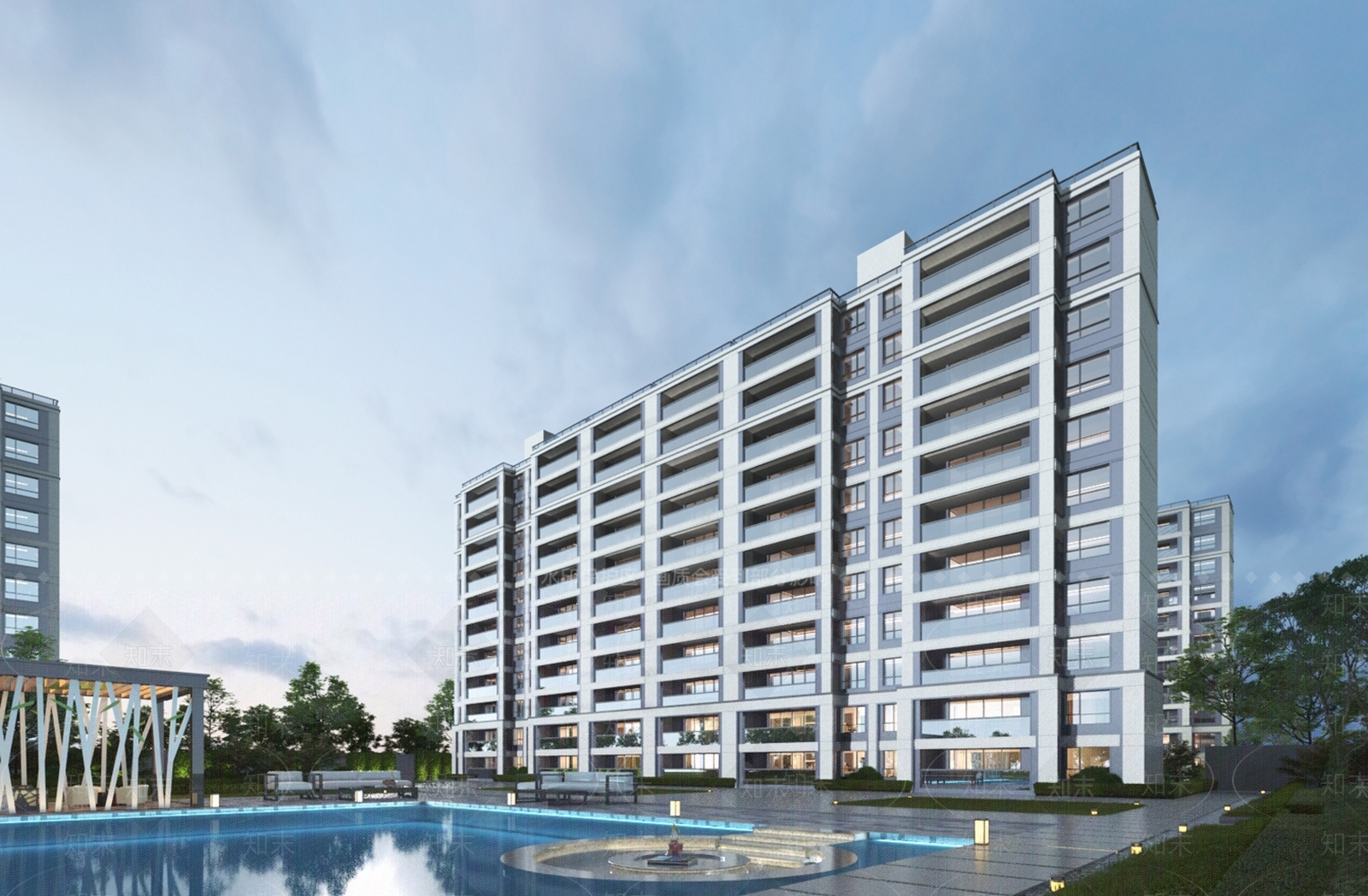 现代高层住宅外观3D模型下载【ID:1106571118】_知末3d模型网