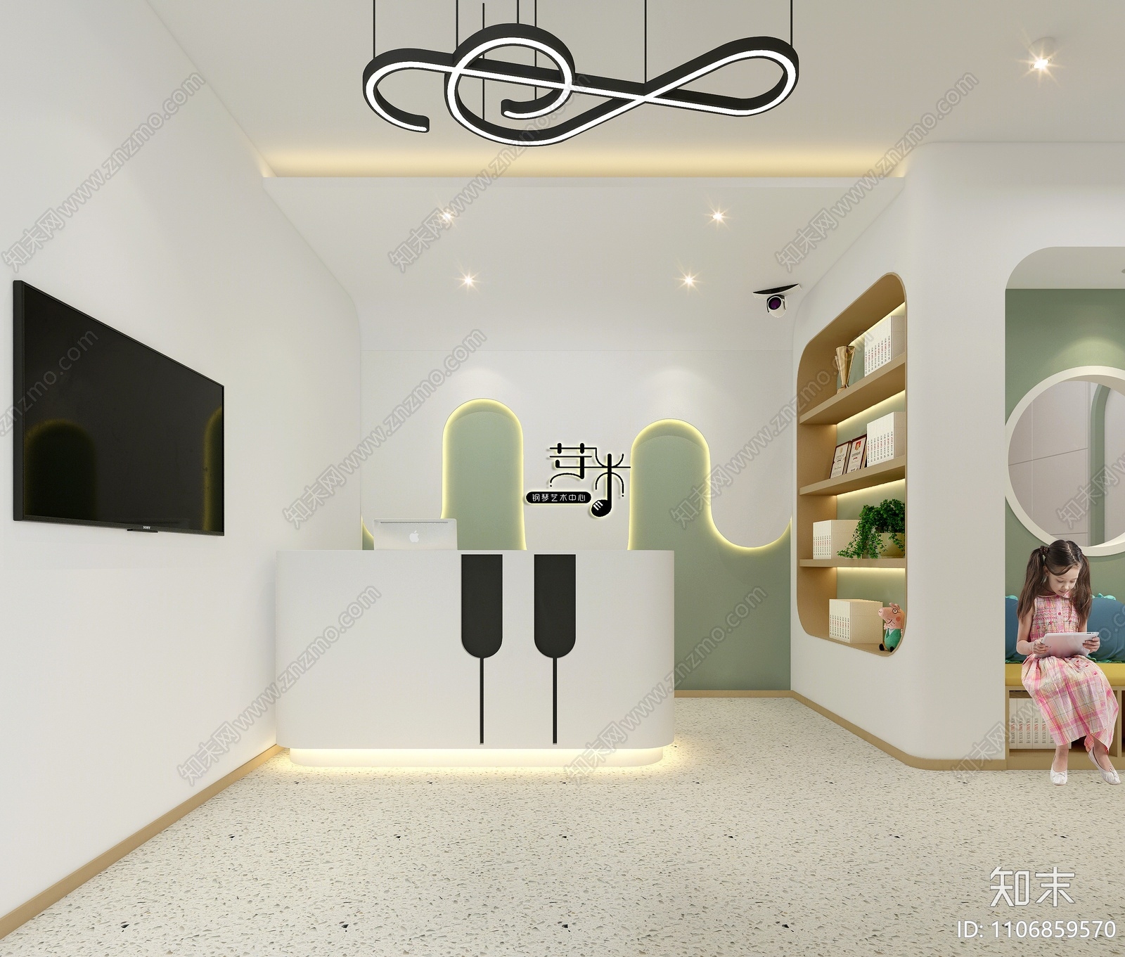 现代钢琴培训机构大厅3d模型下载【id1106859570】知末3d模型网