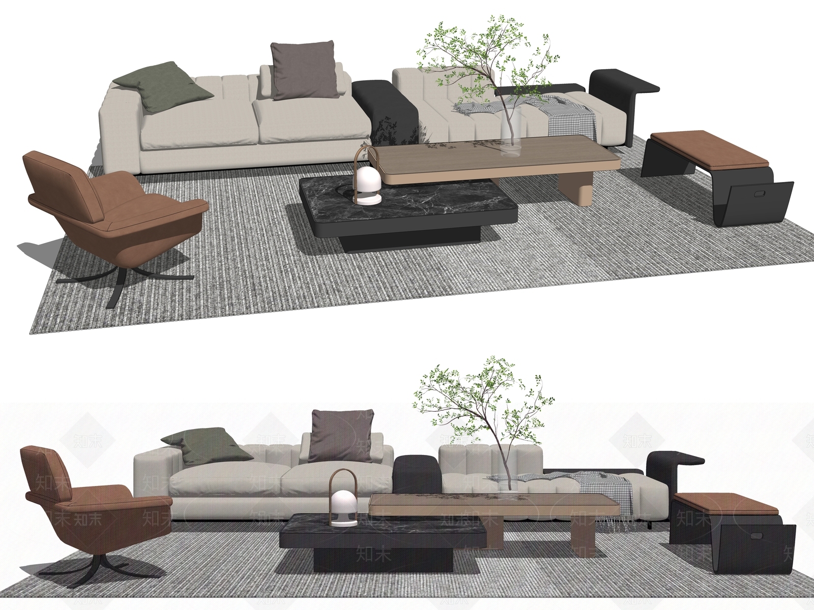 Poliform现代沙发茶几组合SU模型下载【ID:1107931667】_知末su模型网