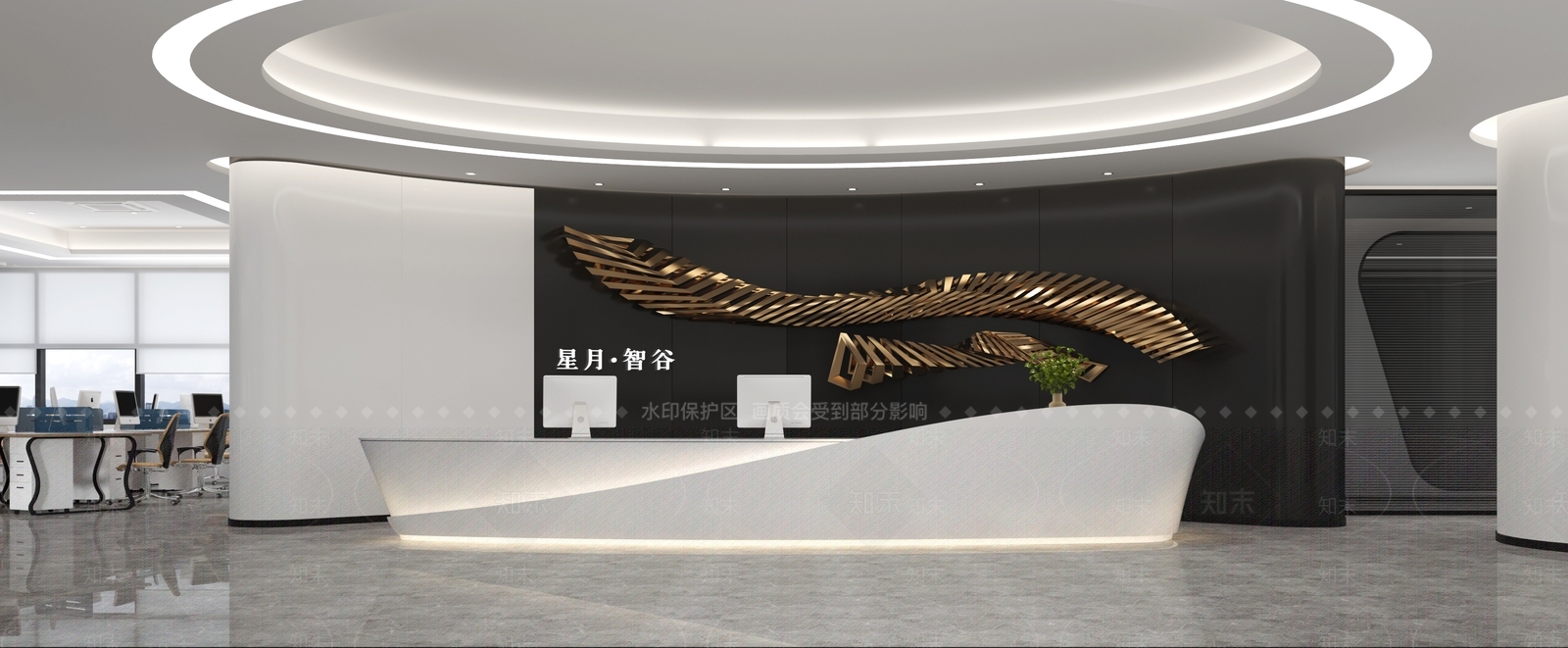 现代公司前台3D模型下载【ID:1107944746】_知末3d模型网