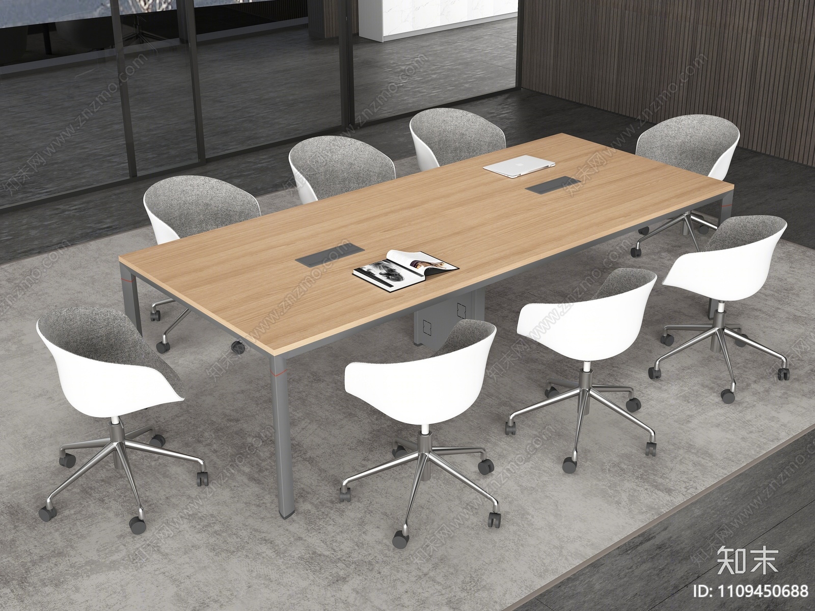 现代会议桌椅组合3d模型下载【id1109450688】知末3d模型网